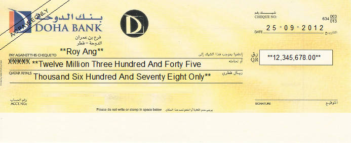 Cheque Writing Printing Software For Qatar Banks